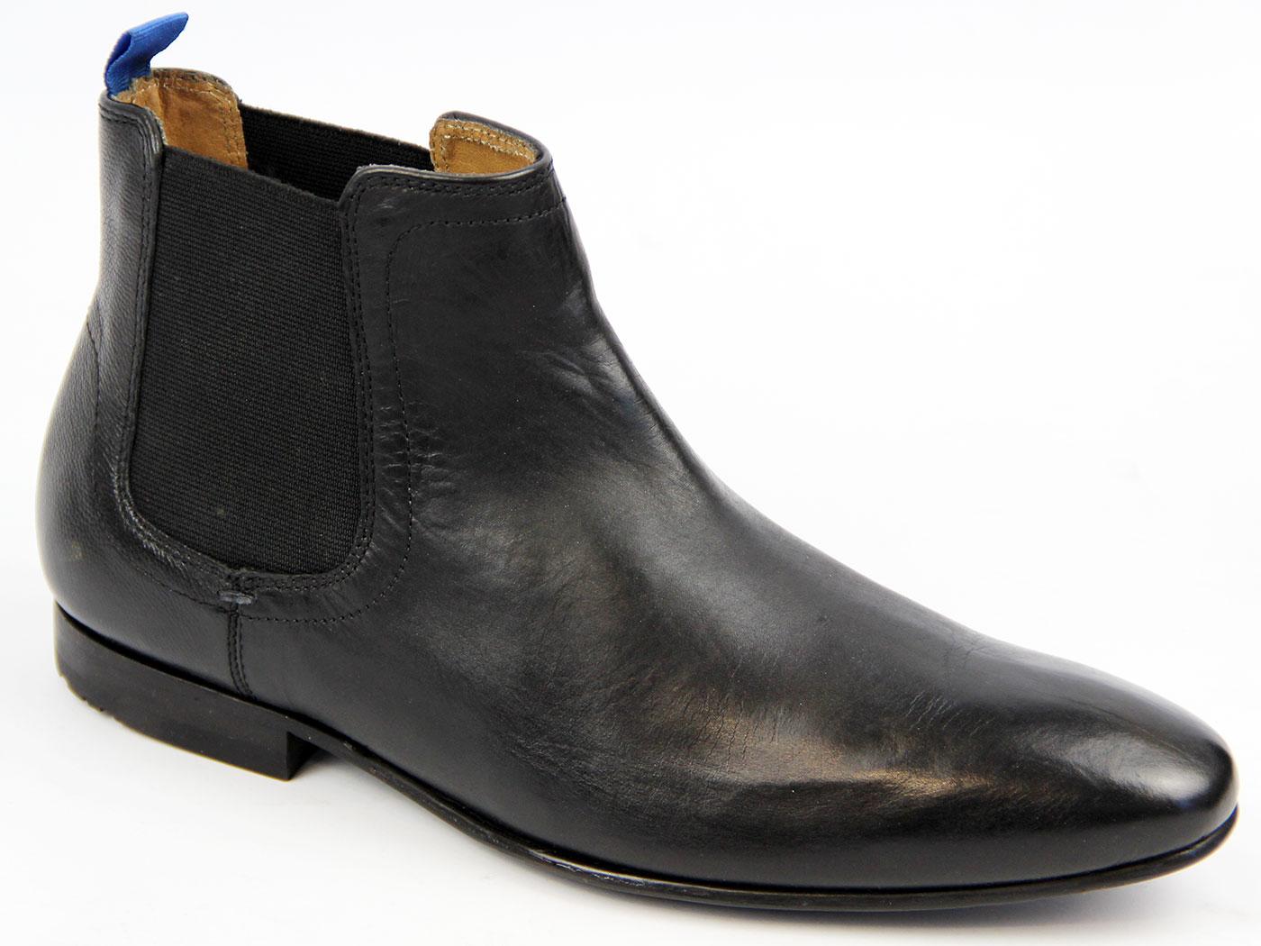 BEN SHERMAN Enox Retro 60s Mod Leather Chelsea Boots in Black