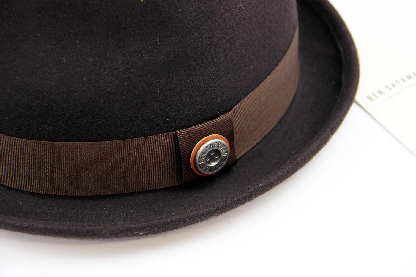 Ben Sherman Retro 60s Mod Wool Felt Trilby Hat in Brown