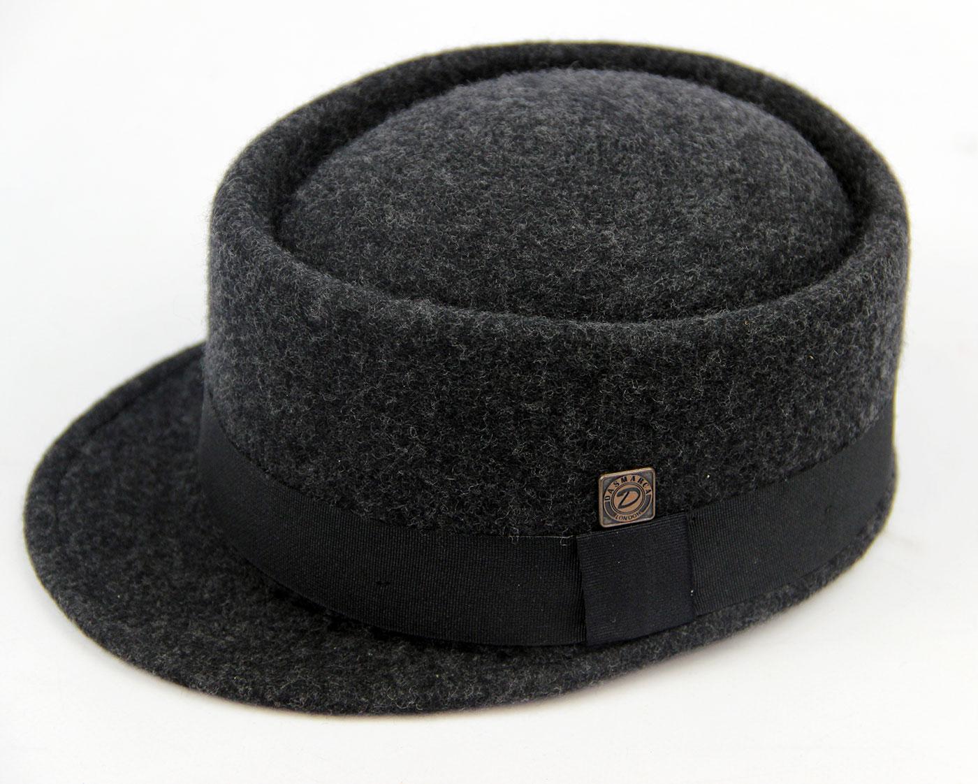 DASMARCA Kit Retro Mod Wool Felt Military Train Driver Hat Slate