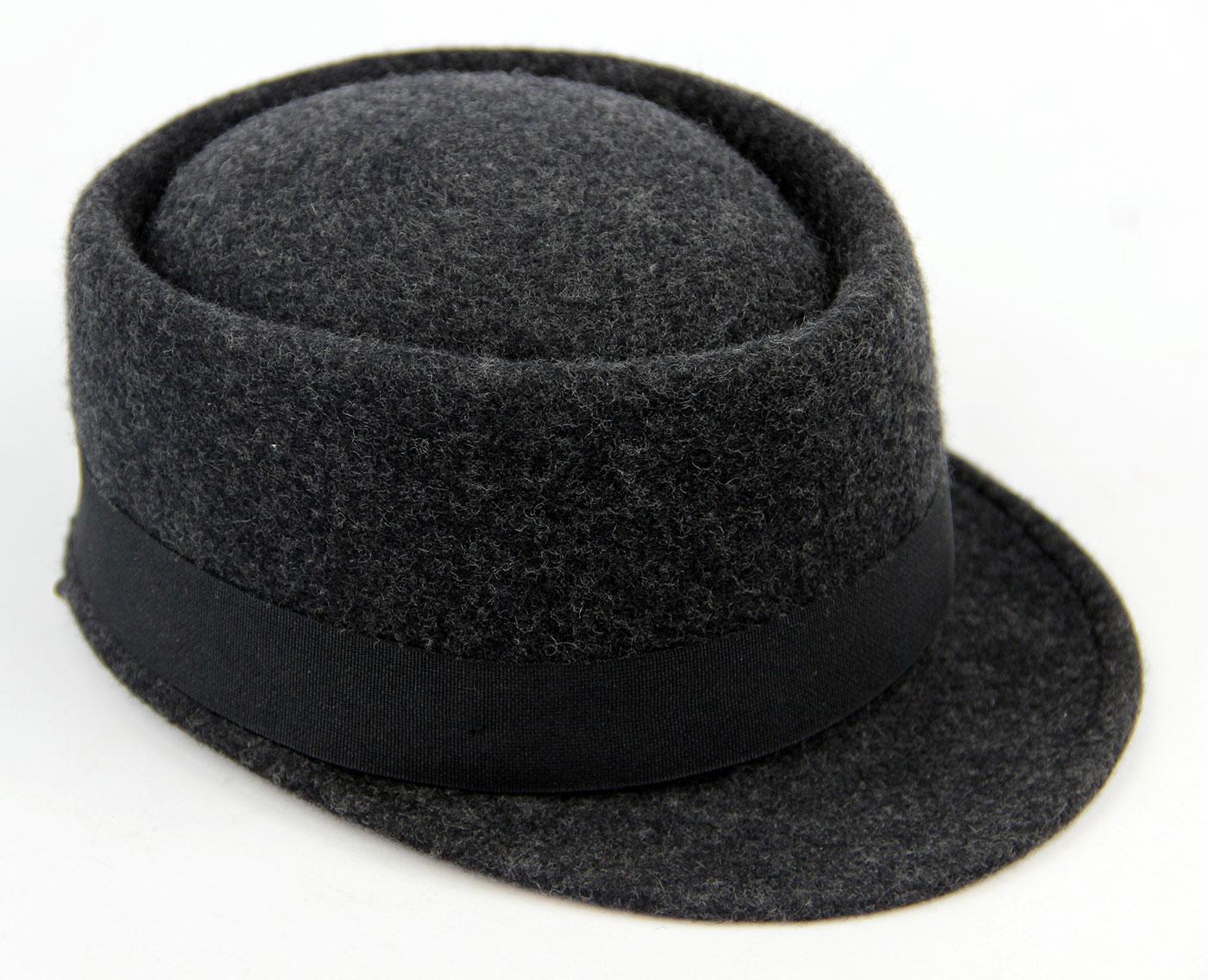 DASMARCA Kit Retro Mod Wool Felt Military Train Driver Hat Slate