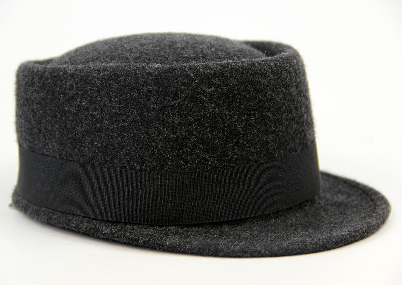 DASMARCA Kit Retro Mod Wool Felt Military Train Driver Hat Slate