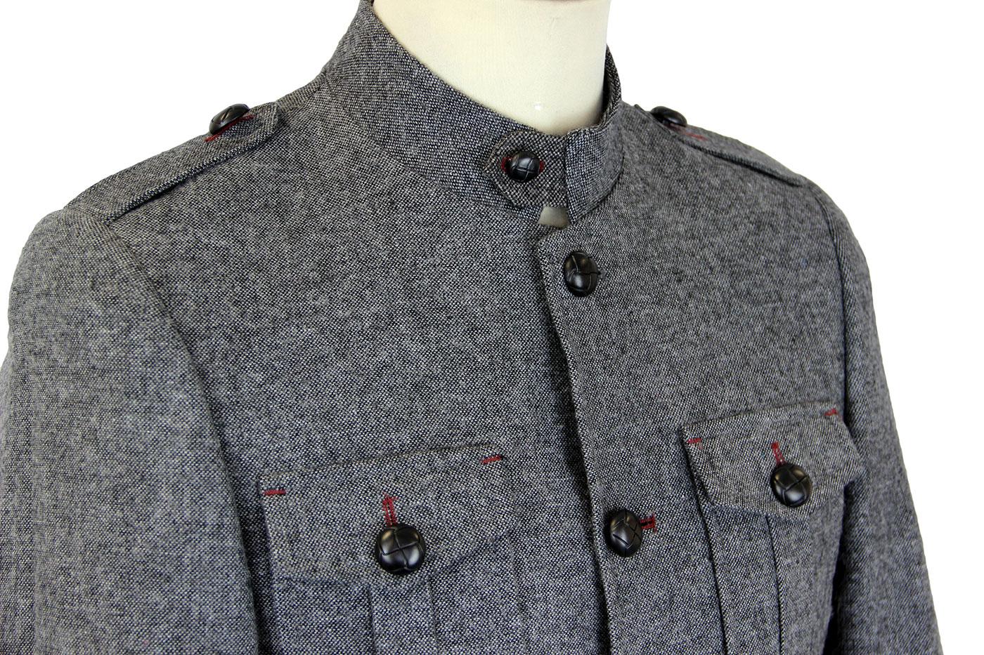 GUIDE LONDON Retro Indie Mod Donegal Military Tunic Jacket