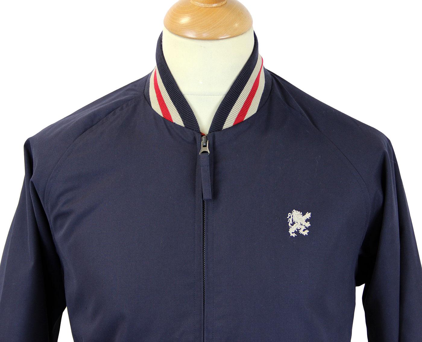 LAMBRETTA Retro Indie Mod Stripe Trim Monkey Jacket in Navy