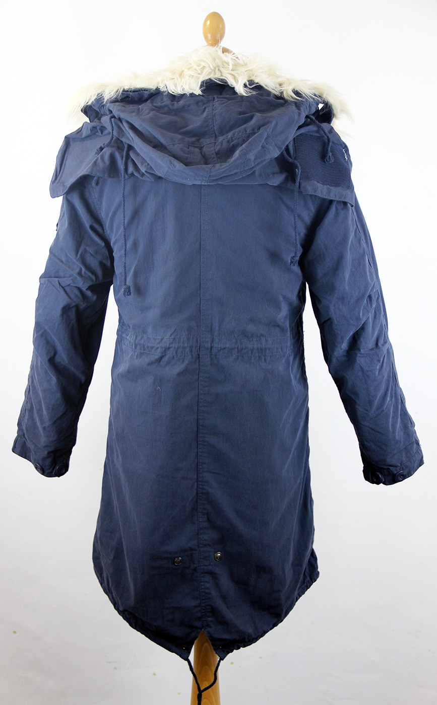 LAMBRETTA M51 Retro Indie Mod Fishtail Parka Jacket Navy