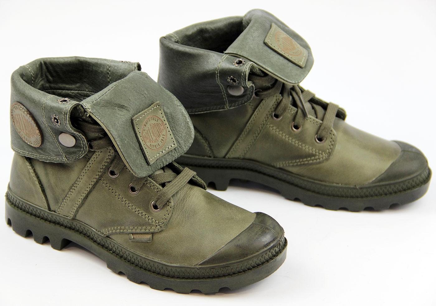 PALLADIUM Pallabrouse Baggy L2 Retro Leather Boots Olive/Black