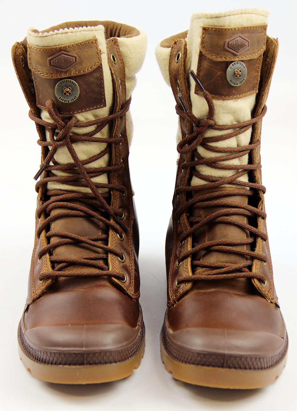 PALLADIUM Tactical Plus Retro 70s Military Boots in Bridle Brown