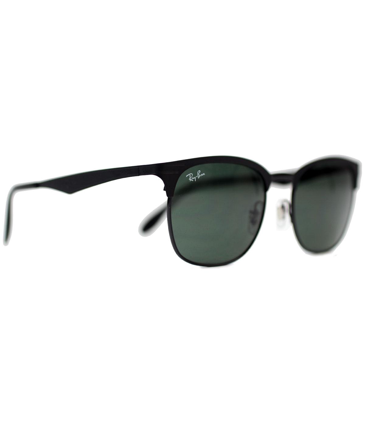 Ray-Ban Clubmaster Retro 50s Mod Thin Frame Sunglasses Black