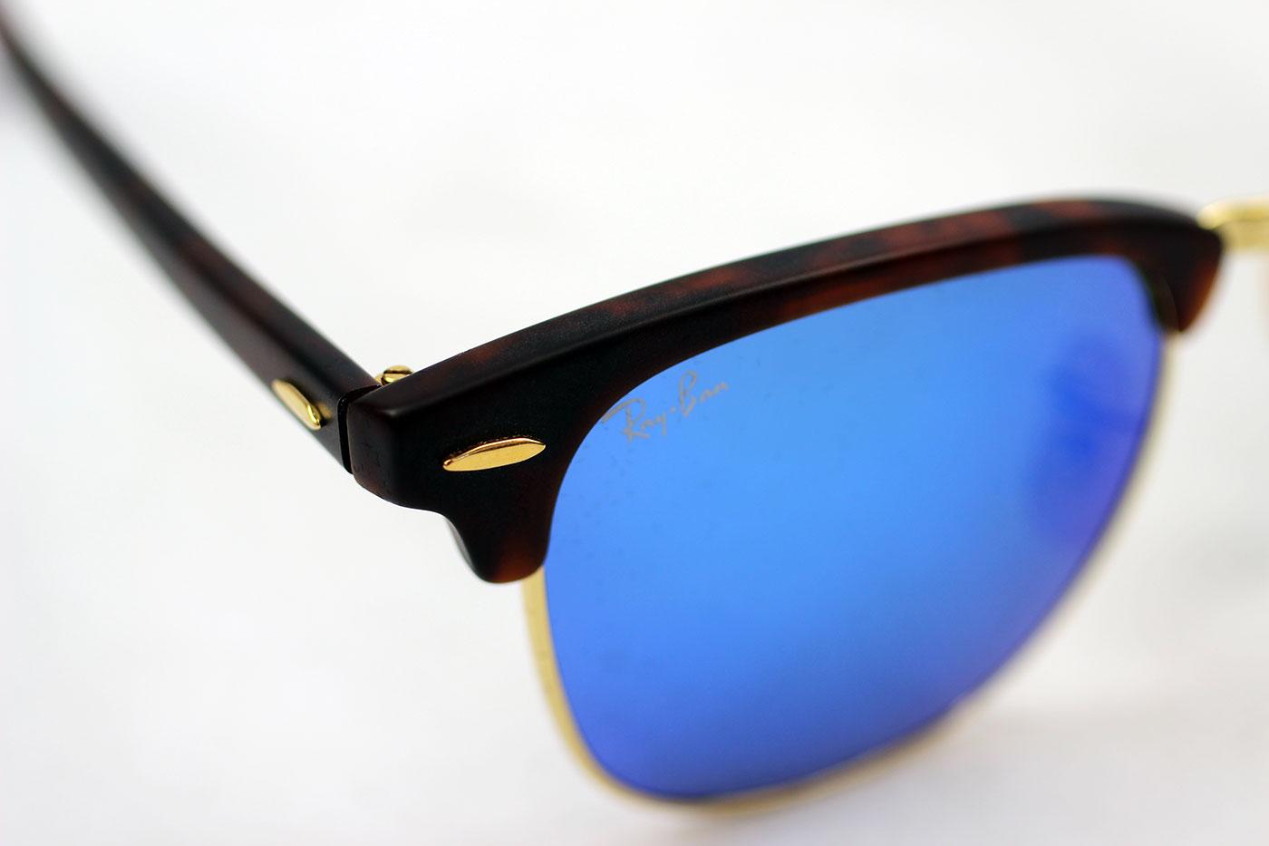 Ray-Ban Clubmaster Retro 50s Mod Flash Lens Sunglasses Blue